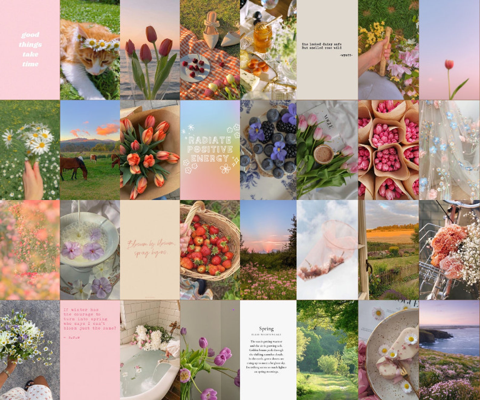 Spring Aesthetic Wall Collage | Digital Download | 75 Pieces - Etsy