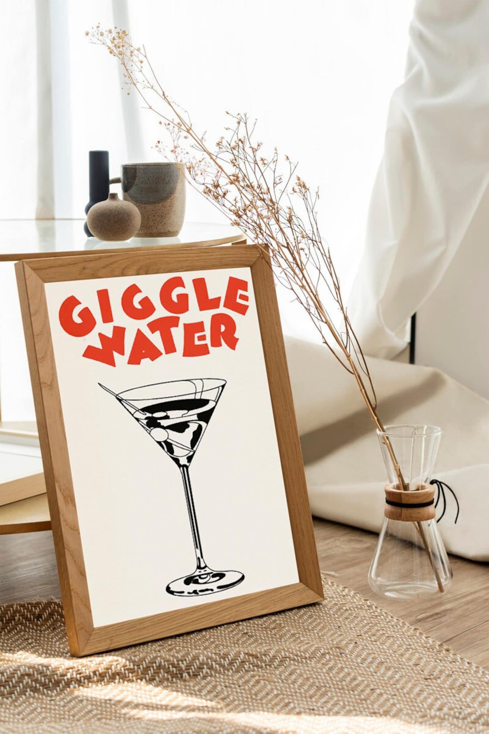 Digital Download Art Print Giggle Water Art Print Bar Cart Art Vintage ...