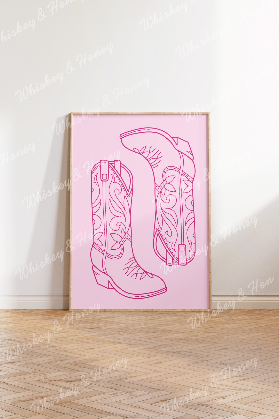 Digital Download Pink Boots Art Print Printable Art Western Home Decor ...