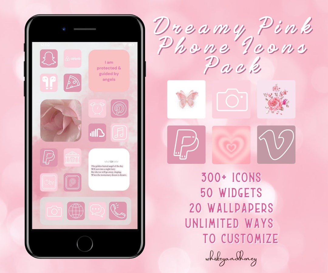 Digital Download | Dreamy Pink Phone Icons Pack | iPhone + Android ...