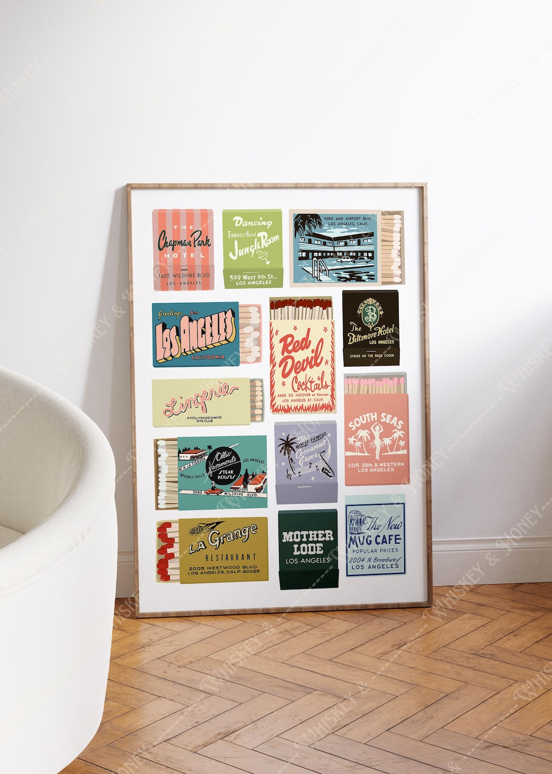 Digital Download | Vintage LA Matchbooks Art Print | Los Angeles Art ...