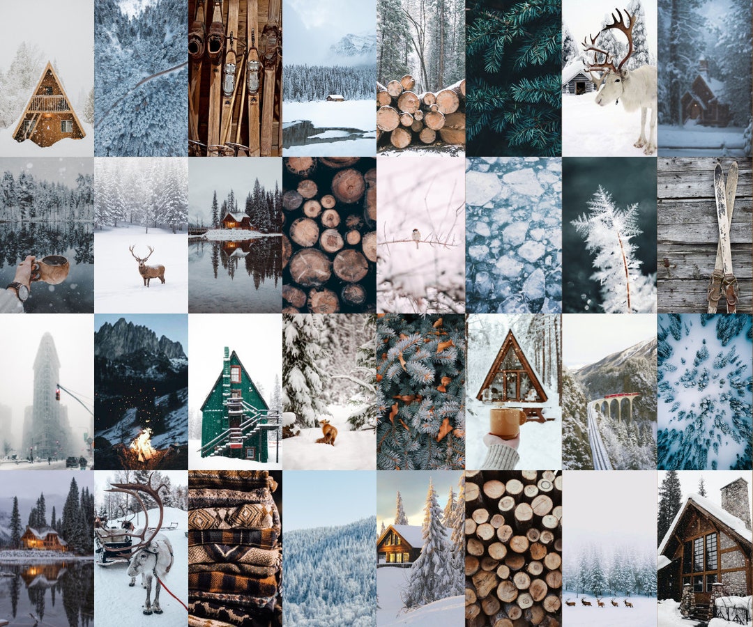 Digital Download Winter Aesthetic Collage Kit | Printable Wall Art ...