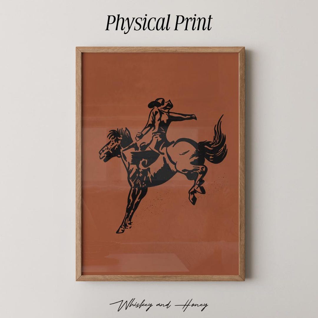 Rodeo Cowboy Physical Art Print | Vintage Western Poster - Etsy