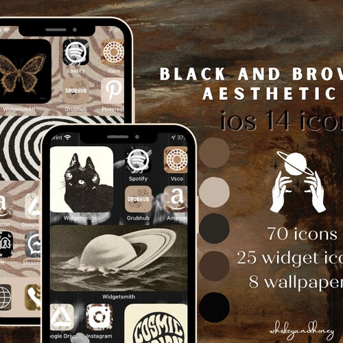 Black and Brown Aesthetic IOS 14 Icons Pack - Etsy