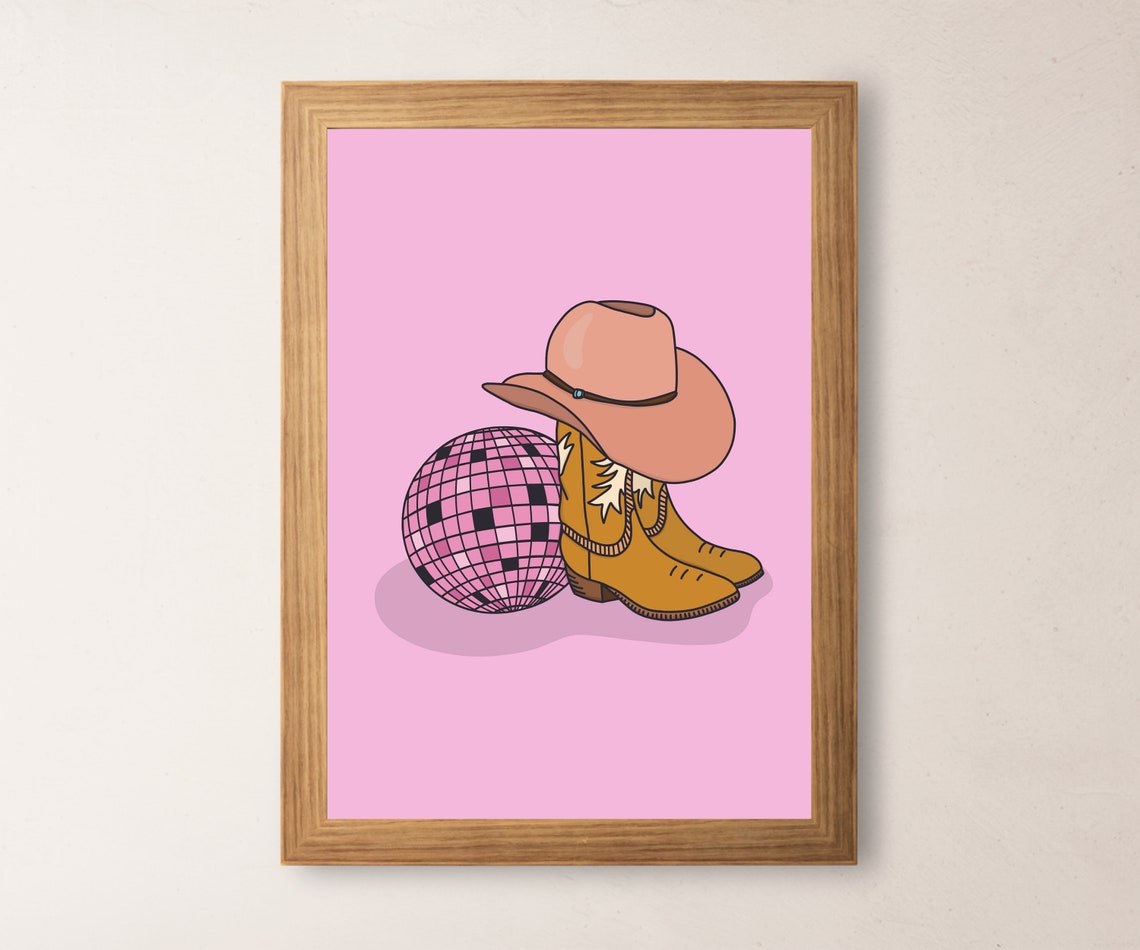 Disco Cowgirl Art Print Digital Art Print Printable Art - Etsy