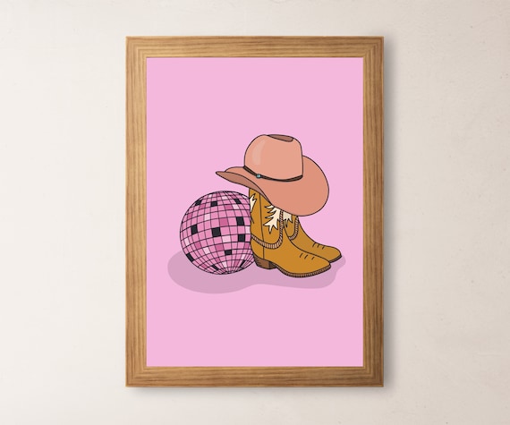 Disco Cowgirl Art Print Digital Art Print Printable Art | Etsy