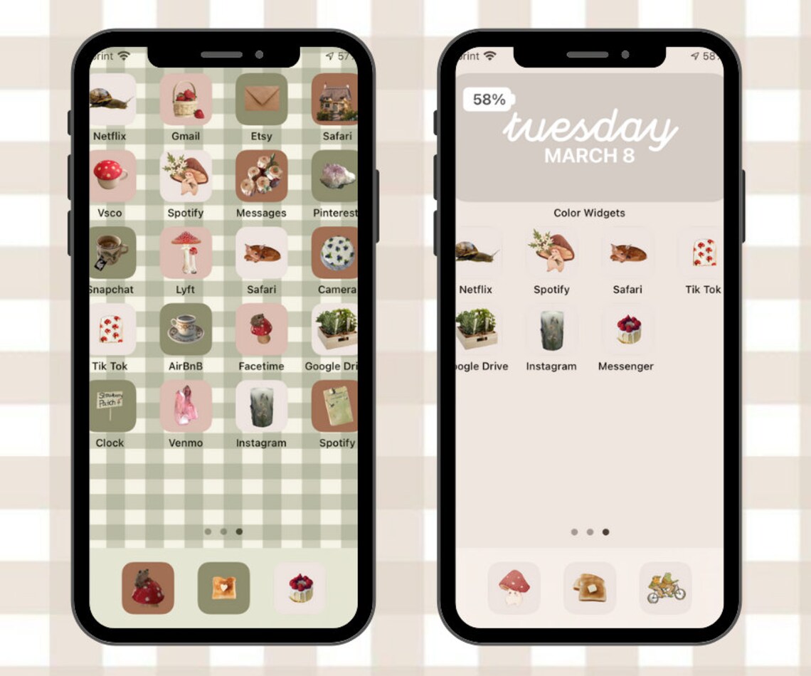 Cottage-core Aesthetic Pictures Icons Pack Android and - Etsy