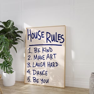 Digital Download | House Rules Art Print | Printable Art | Trendy Art ...