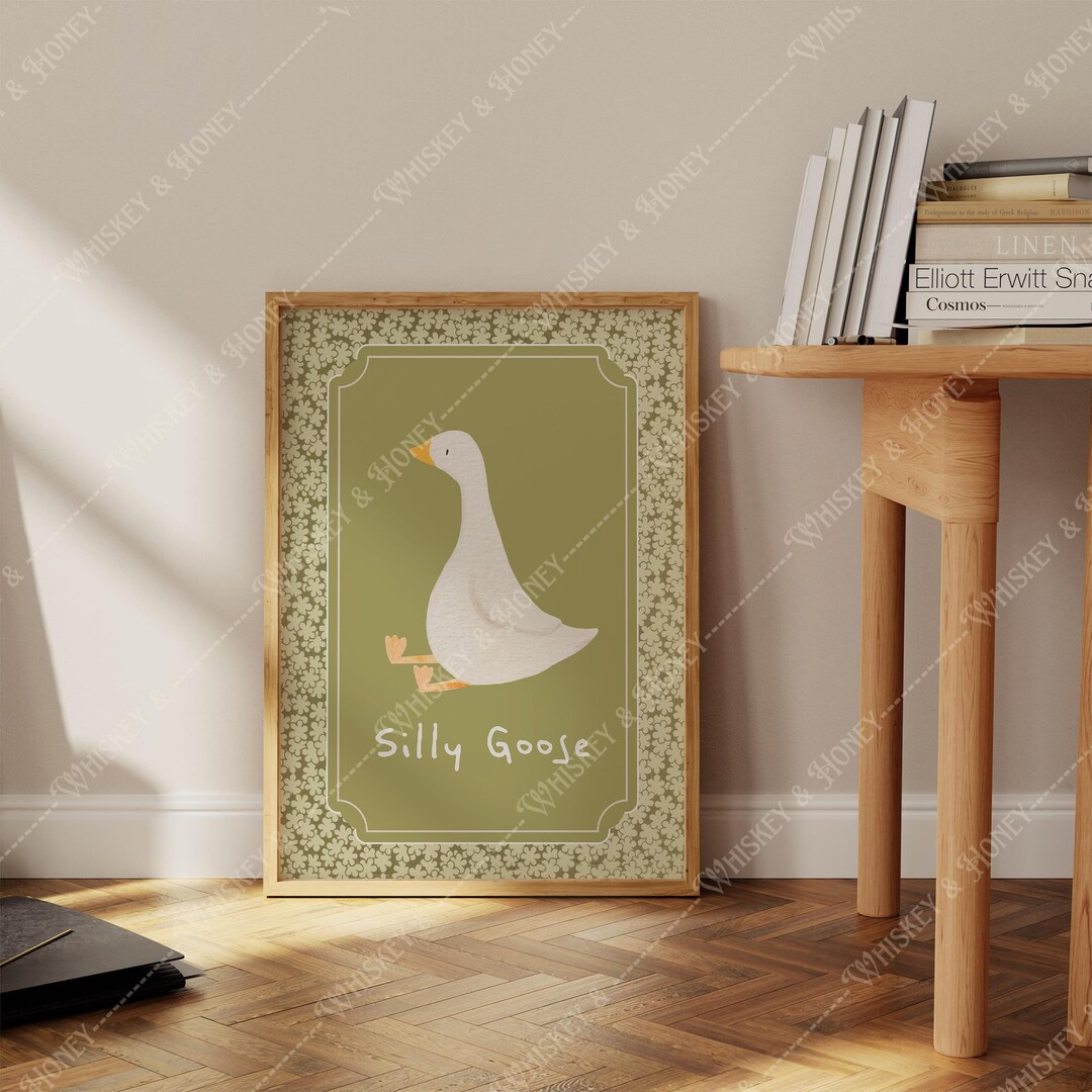 Digital Download | Silly Goose Art Print | Cute Wall Art | Cottagecore ...