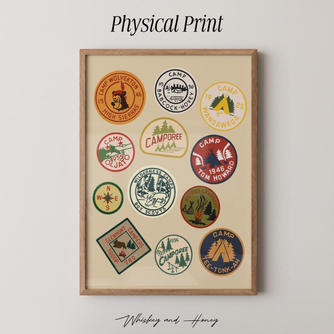Vintage Boy Scout Patches Art Print | Retro Outdoors Poster - Etsy