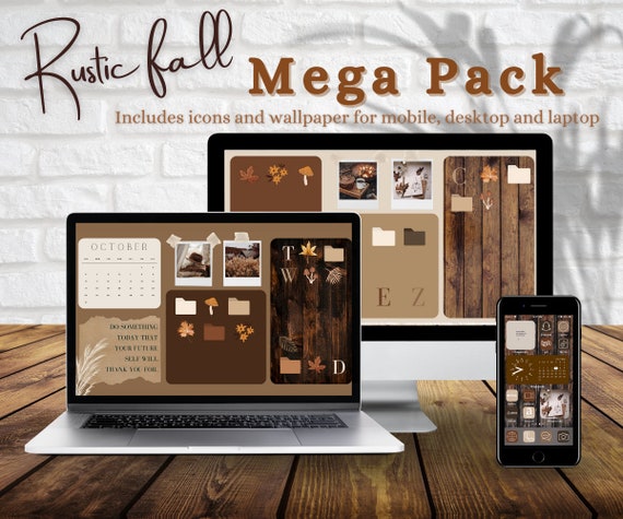 Rustic Fall Mega Icons and Wallpaper Pack for Desktop and | Etsy