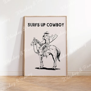 Surfs up Cowboy Art Print | Digital Download | Printable Art | Coastal ...