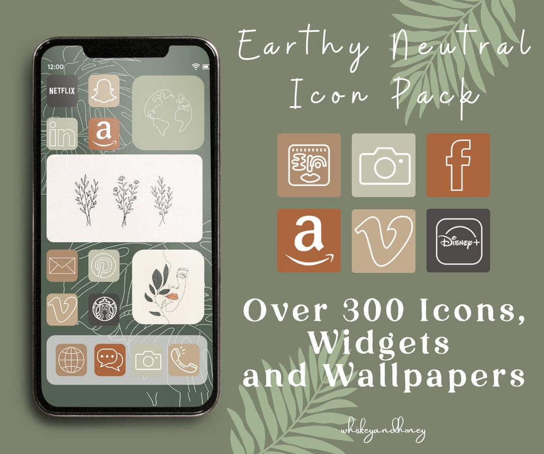 Earthy Neutral Phone Icons Pack | Boho Earthy Icons | Android and ...