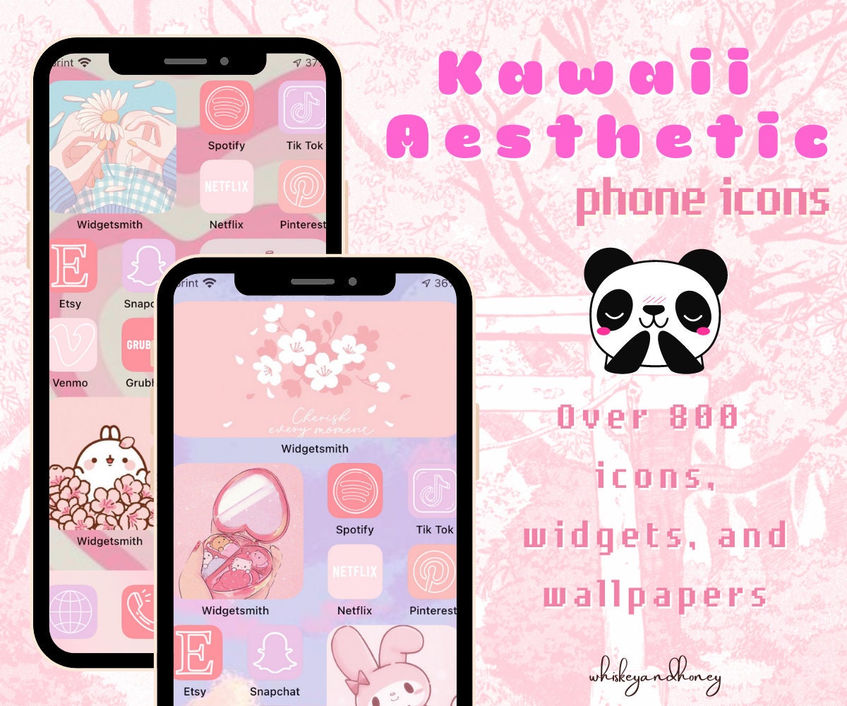 Kawaii Aesthetic Mobile Icons Pack for Android and Iphone - Etsy