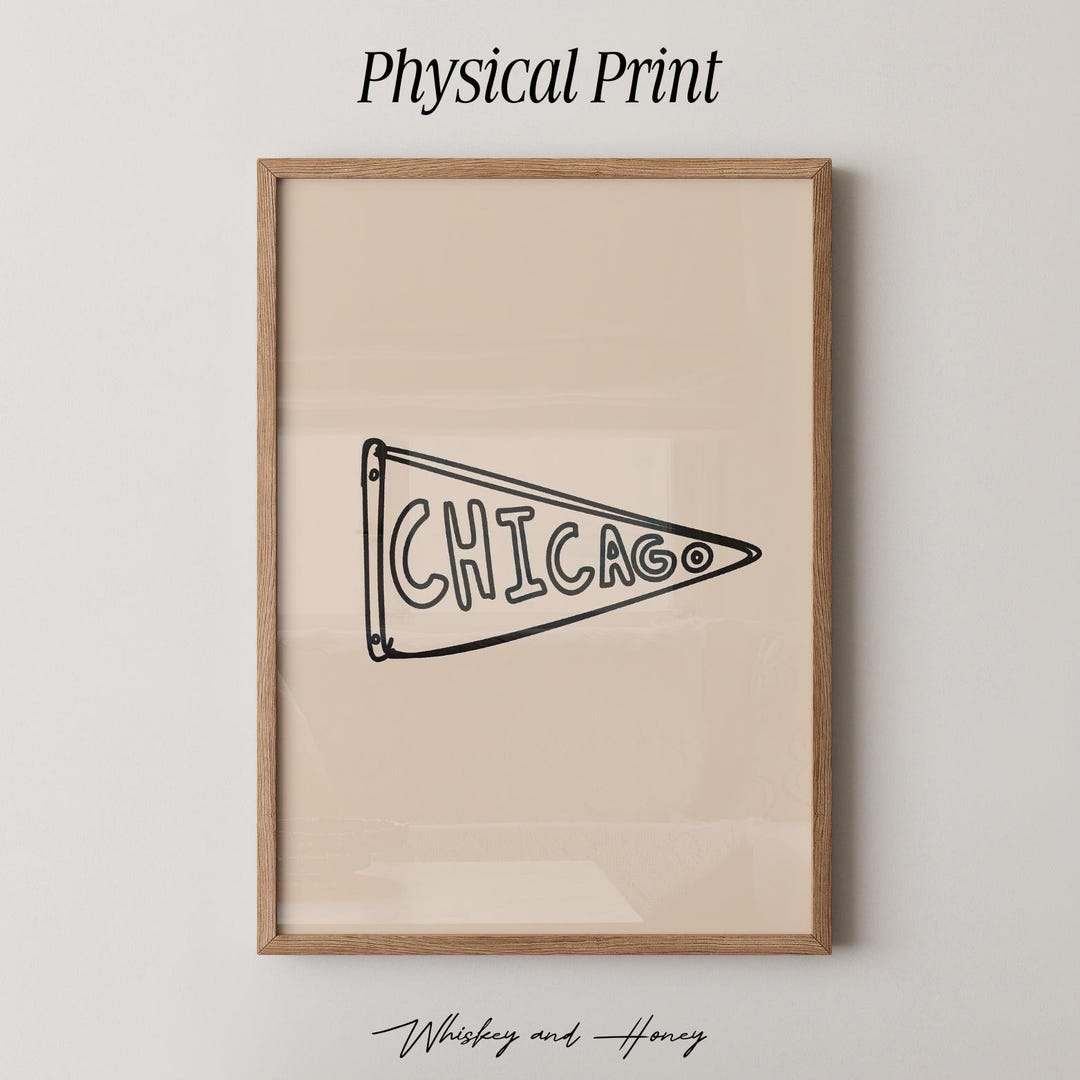 Chicago Banner Art Print | Minimalist Windy City Wall Decor - Etsy