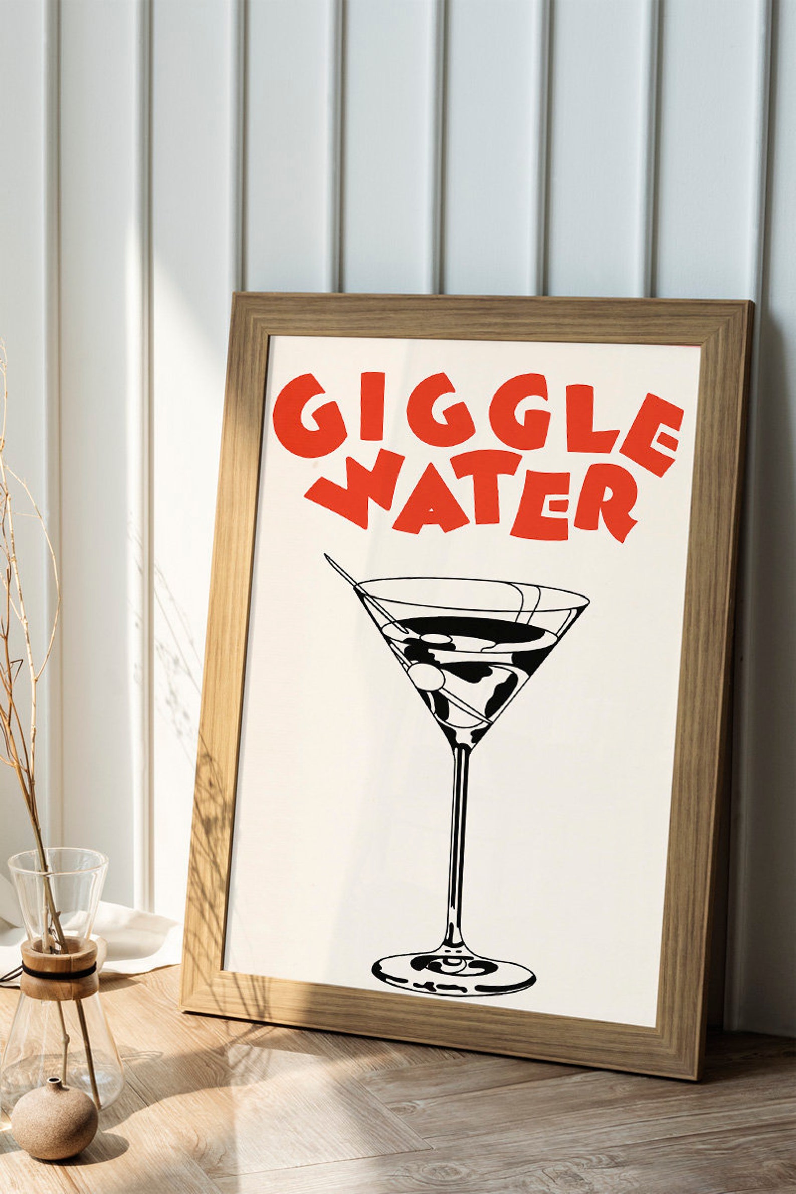 Digital Download Art Print Giggle Water Art Print Bar Cart Art Vintage ...