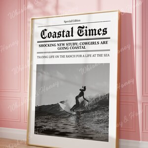 Coastal Times Surfer Newspaper Art Print | Trendy Western Decor ...