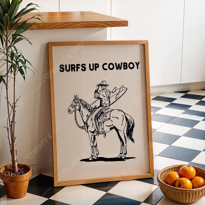 Surf Cowboy Print - Etsy