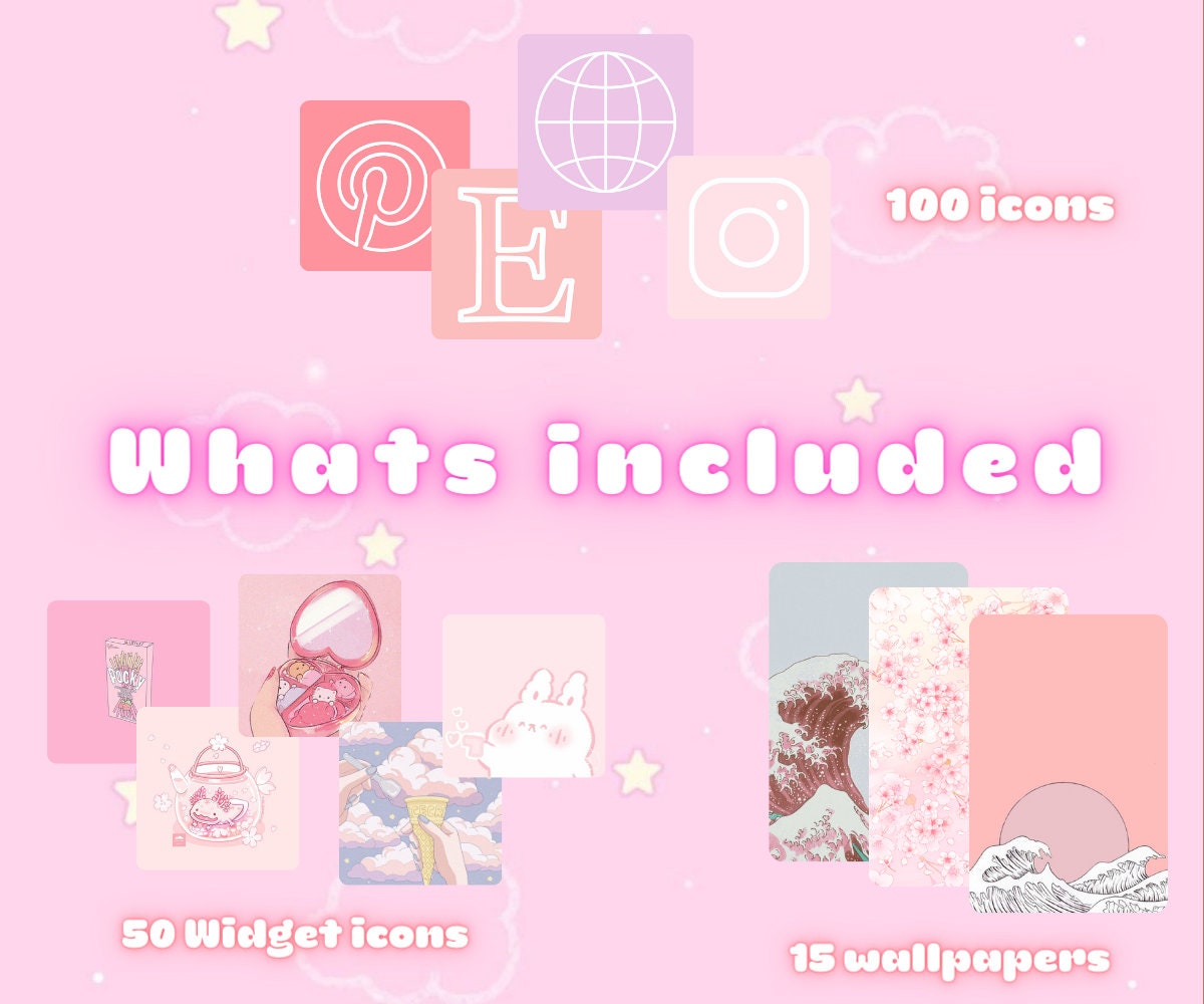 Kawaii Aesthetic Mobile Icons Pack | for Android and iPhone - Etsy