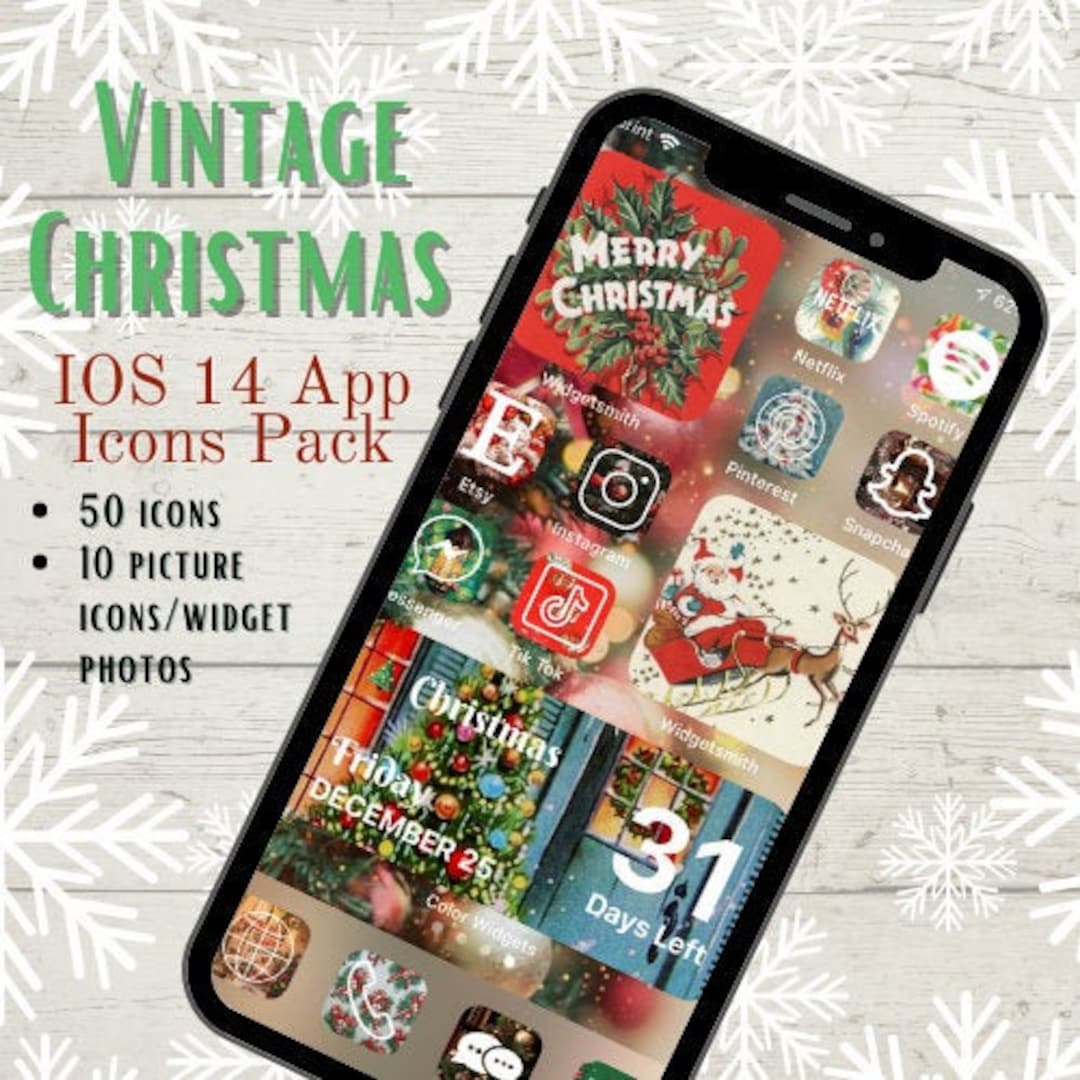 Vintage Christmas IOS 14 Icons Pack - Etsy
