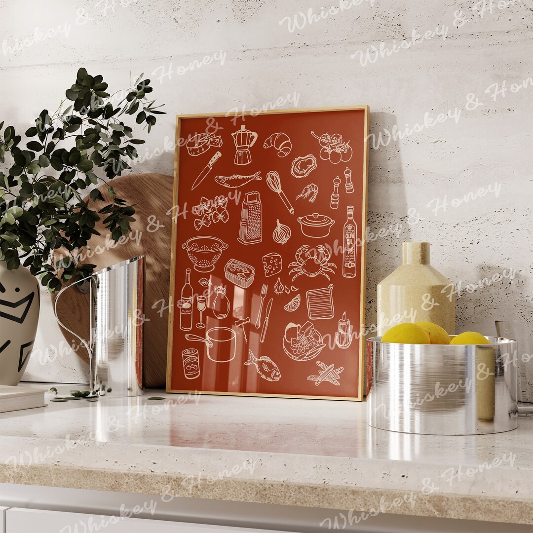 Digital Download Red Kitchen Ingredient Art Print Kitchen Wall Art ...