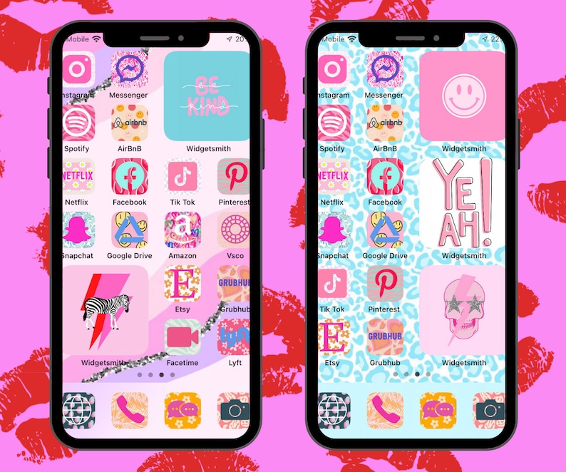 Pink Preppy Phone Icons Pack Iphone and Android Icons IOS - Etsy