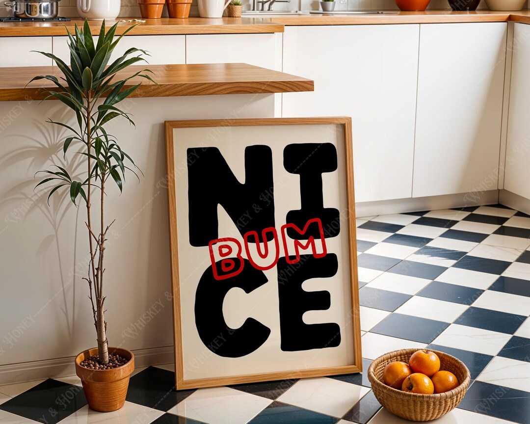 Digital Download | Nice Bum Art Print | Bathroom Wall Art | Funny Wall ...