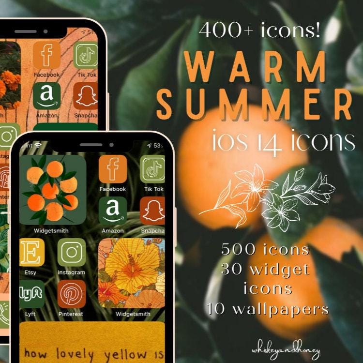Warm Summer App Icons for Ios Covers (digital Download - Etsy