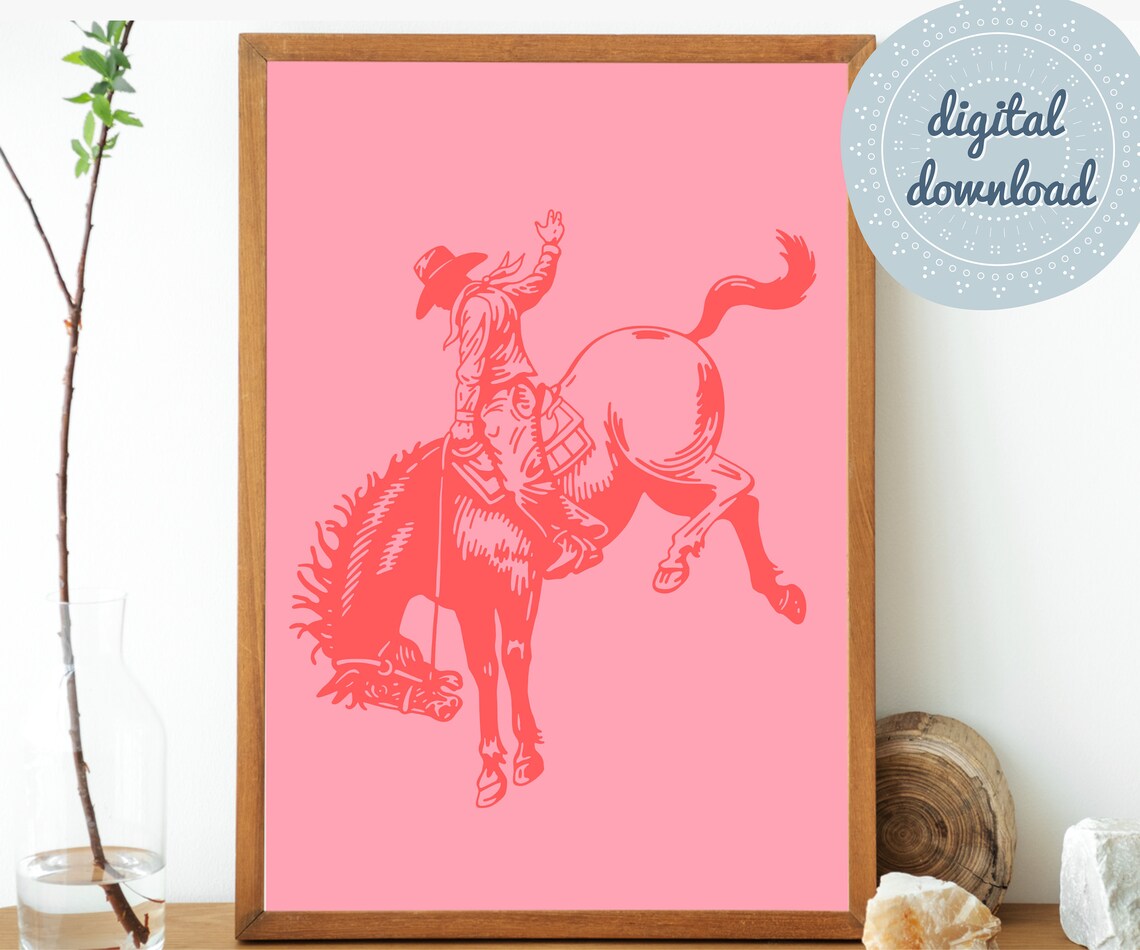 Digital Download Vintage Cowboy Rodeo Cowboy Printable Art - Etsy