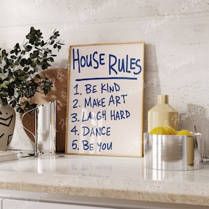 Digital Download | House Rules Art Print | Printable Art | Trendy Art ...