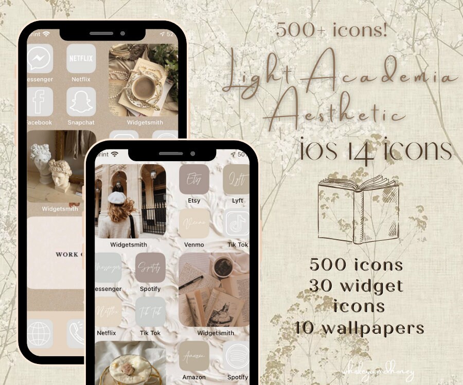 Light Academia Aesthetic IOS 14 Icons Pack | Etsy
