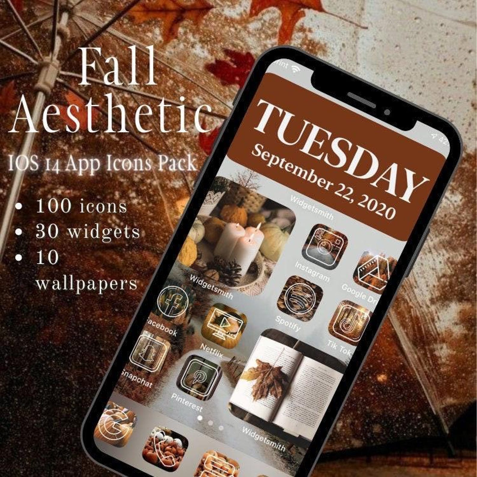 Fall App Icons (digital Download, 100 Icons, 30 Widgets, 10 Wallpapers ...