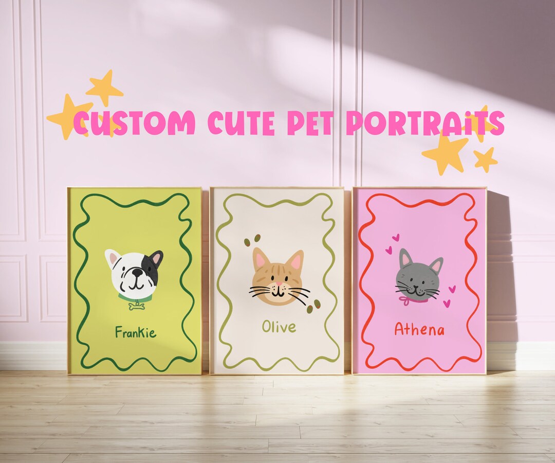 Digital Download Custom Cute Pet Portrait Custom Pet Art Personalized ...