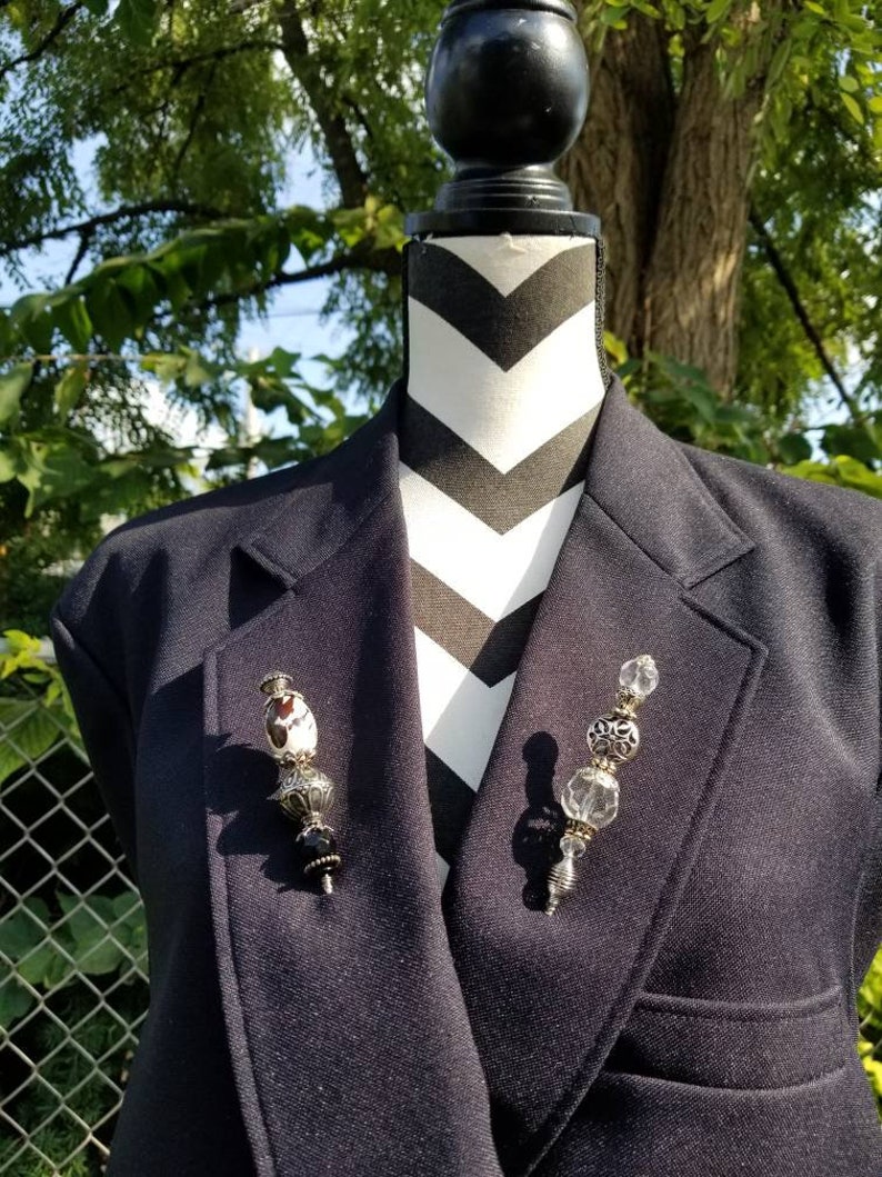 Silver and Black Decorative Hat Stick Pins. Lapel Pin. Scarf - Etsy