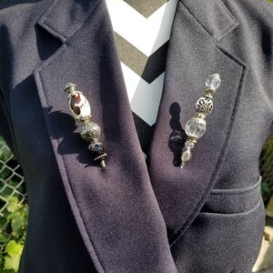 Silver and Black Decorative Hat Stick Pins. Lapel Pin. Scarf - Etsy