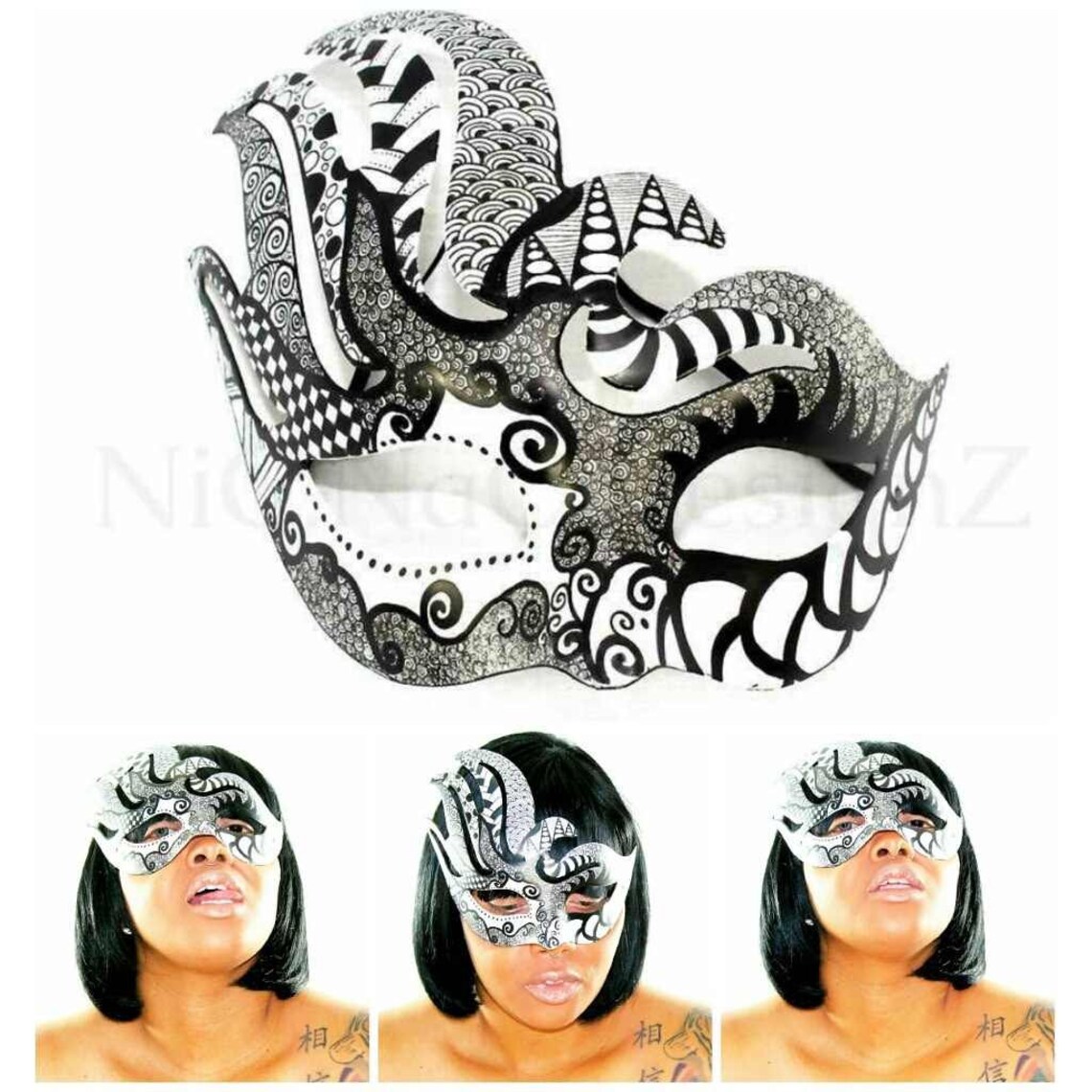 Venetian Mask Art. Hand-painted Abstract Mask. Zentangle Mask ...