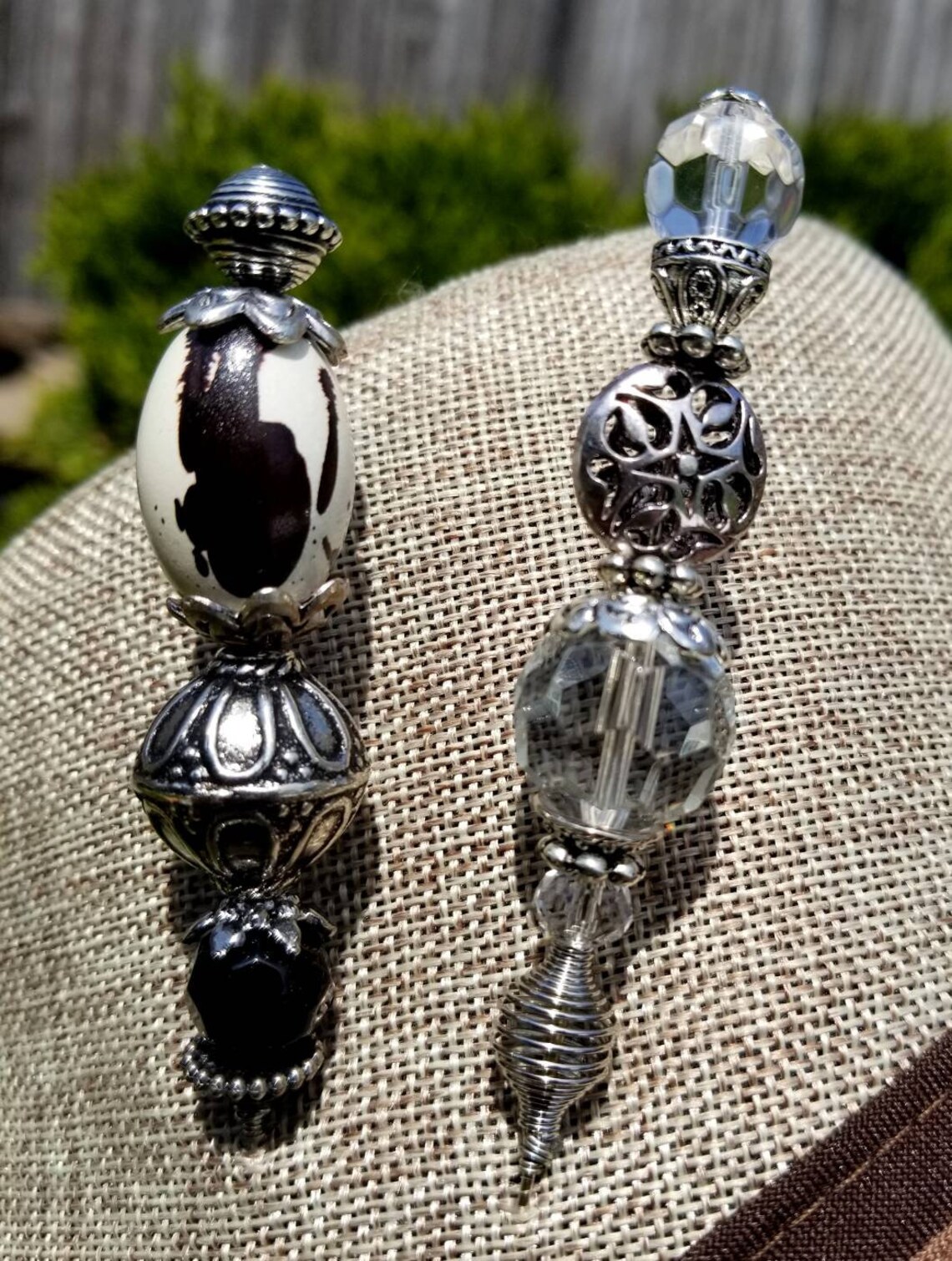 Silver and Black Decorative Hat Stick Pins. Lapel Pin. Scarf - Etsy