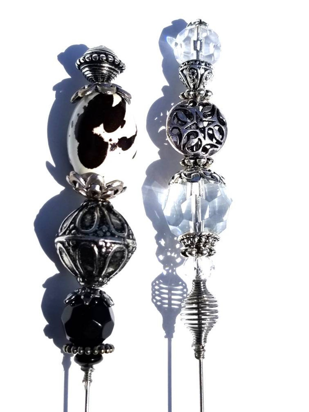 Silver and Black Decorative Hat Stick Pins. Lapel Pin. Scarf - Etsy