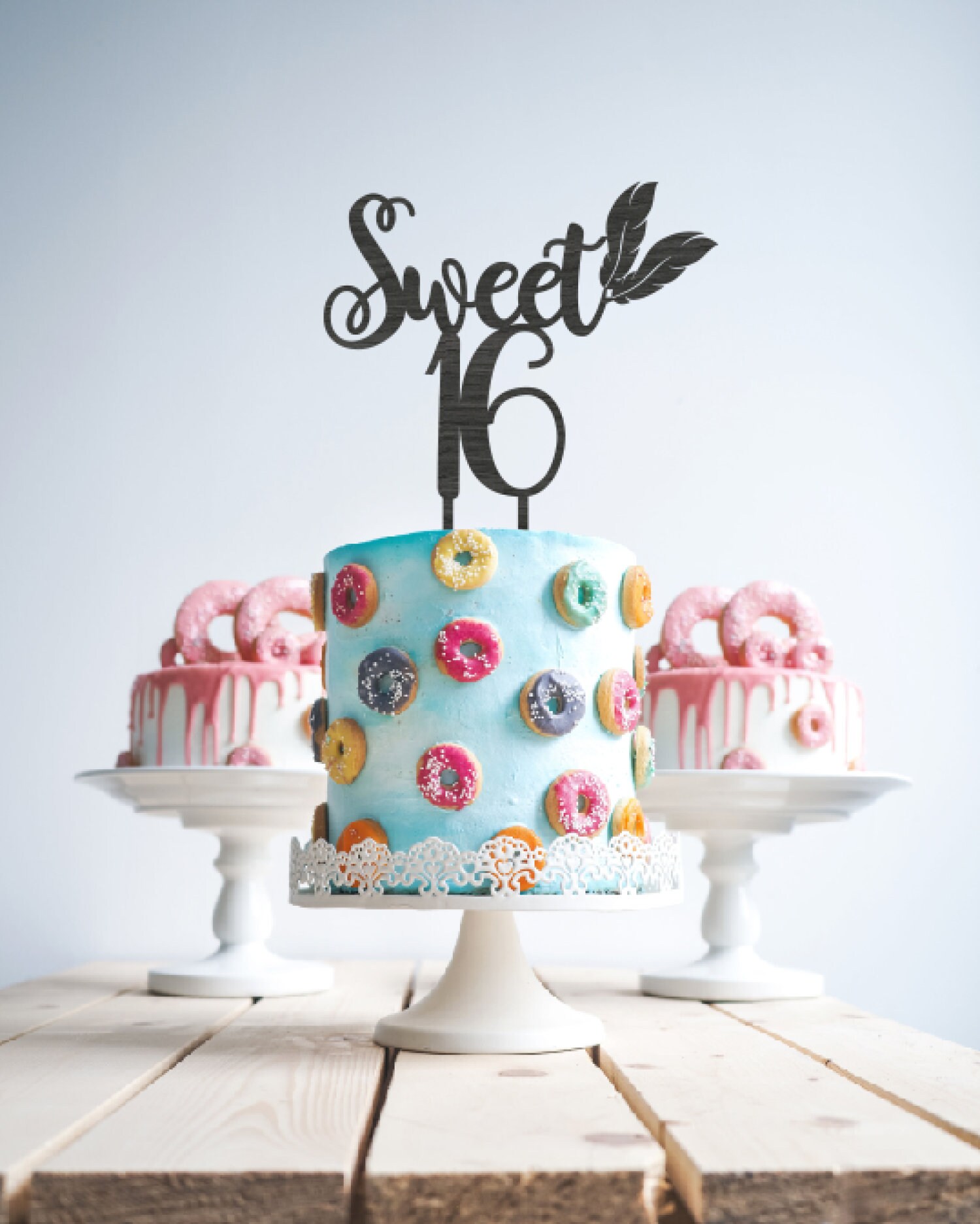 Sweet 16th Cake Topper Wooden Feather Cake Topper Birthday - Etsy Australia