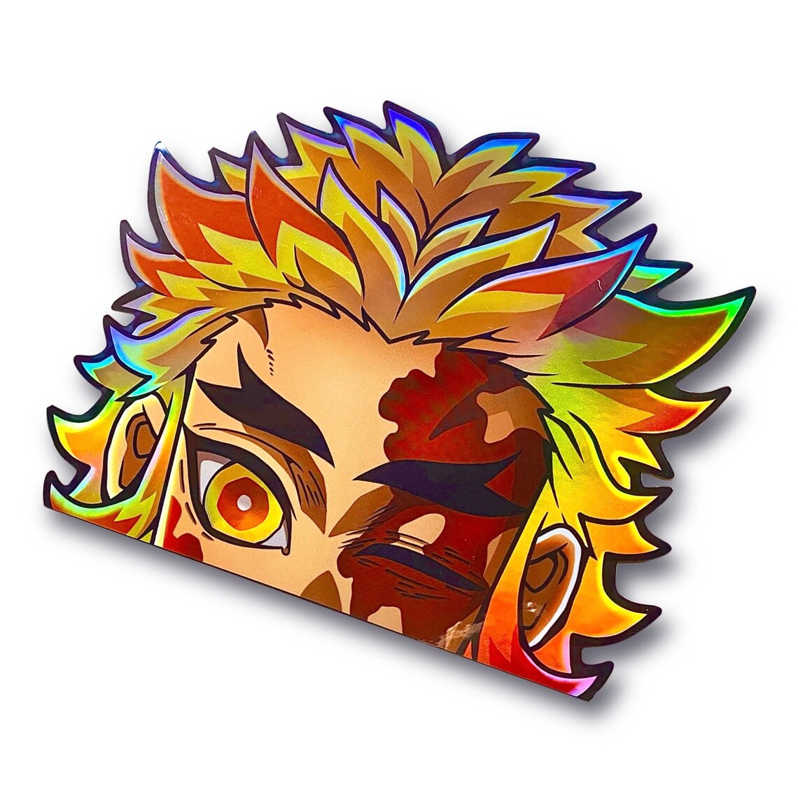 Fire Hashira Holographic Decal Peeker Sticker - Etsy