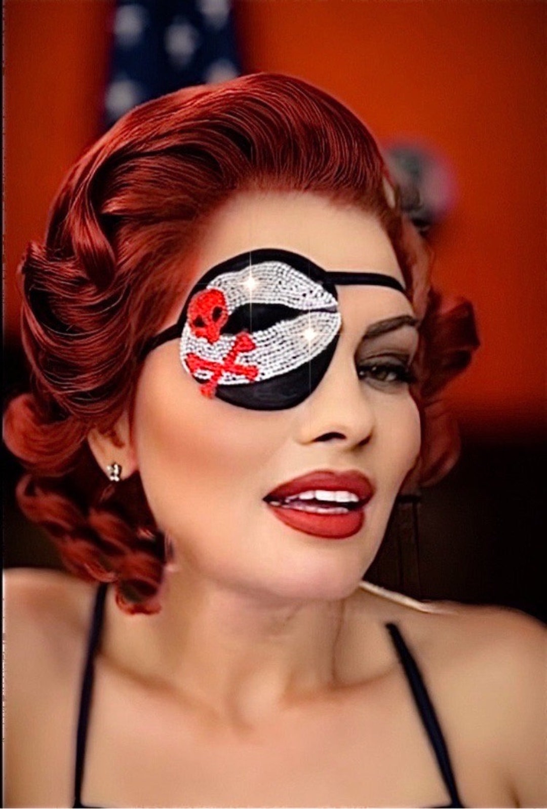 Kiss of Death Rhinestone Eye Patch /eye Cover/ocular Aid/ Vision ...