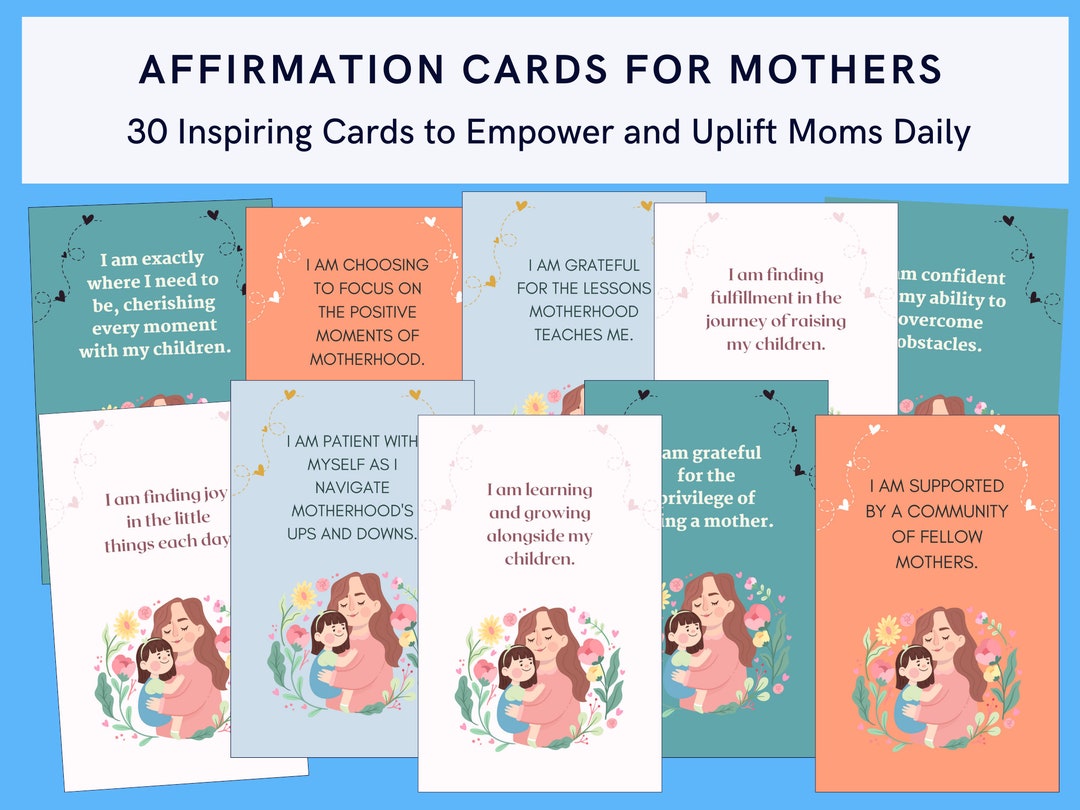 Positive Affirmation Cards for Mothers - PDF Instant Download - 30 ...