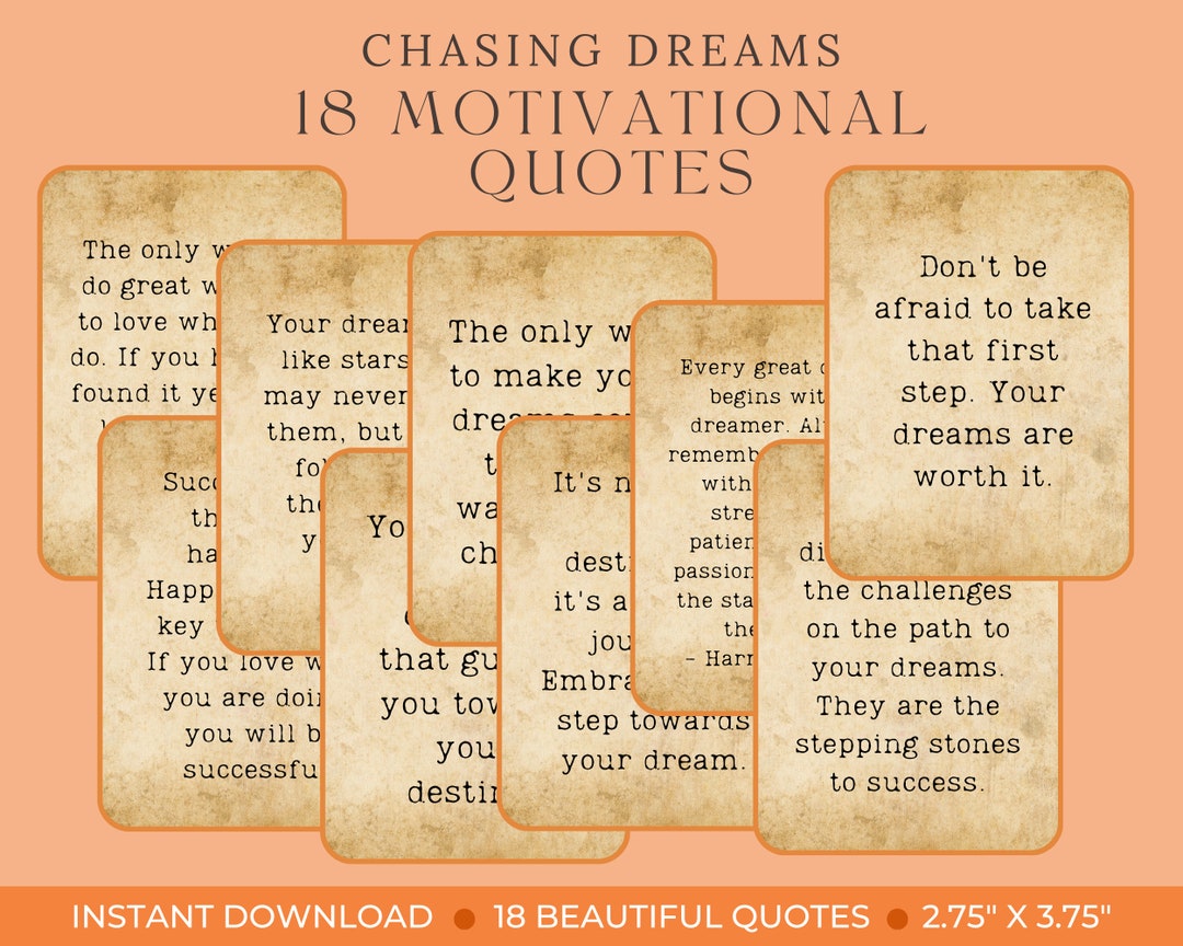 Chasing Dreams Motivational Quotes - Instant Printable Download - Etsy