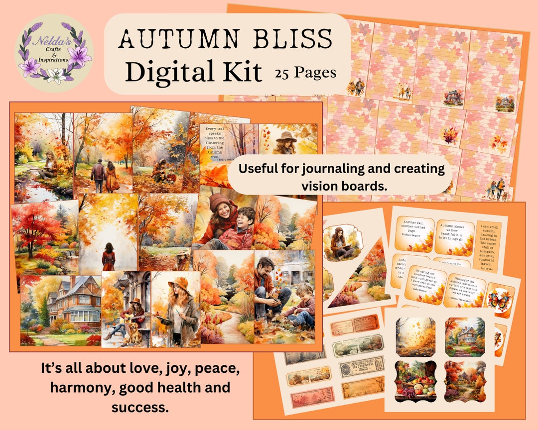 Autumn Bliss Digital Kit, Perfect for Journaling and Creating Vision ...