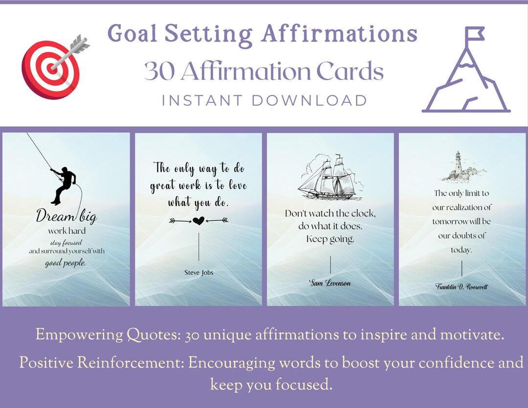 Goal Setting Affirmation Printable | 30 Goal Setting Affirmation Cards ...