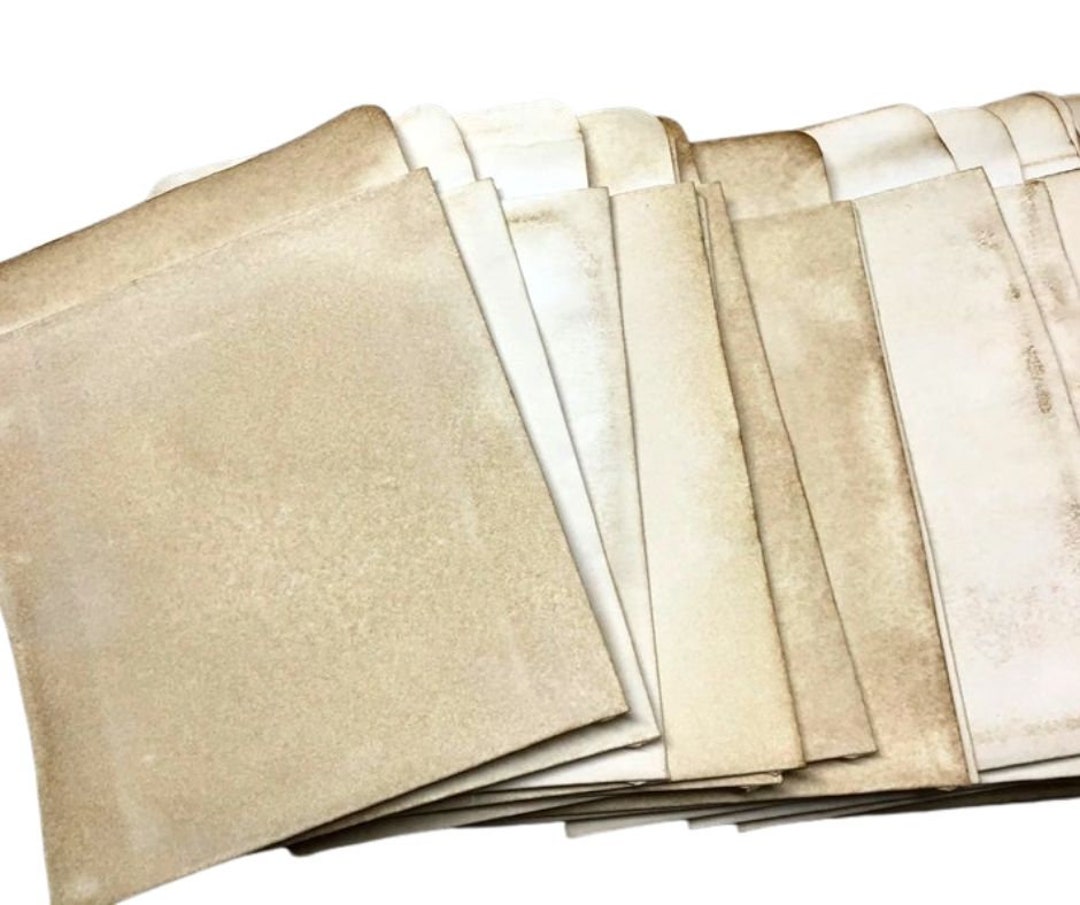 Set of 5 Coffee Stained Library Card Pockets Vintage-inspired Ephemera ...