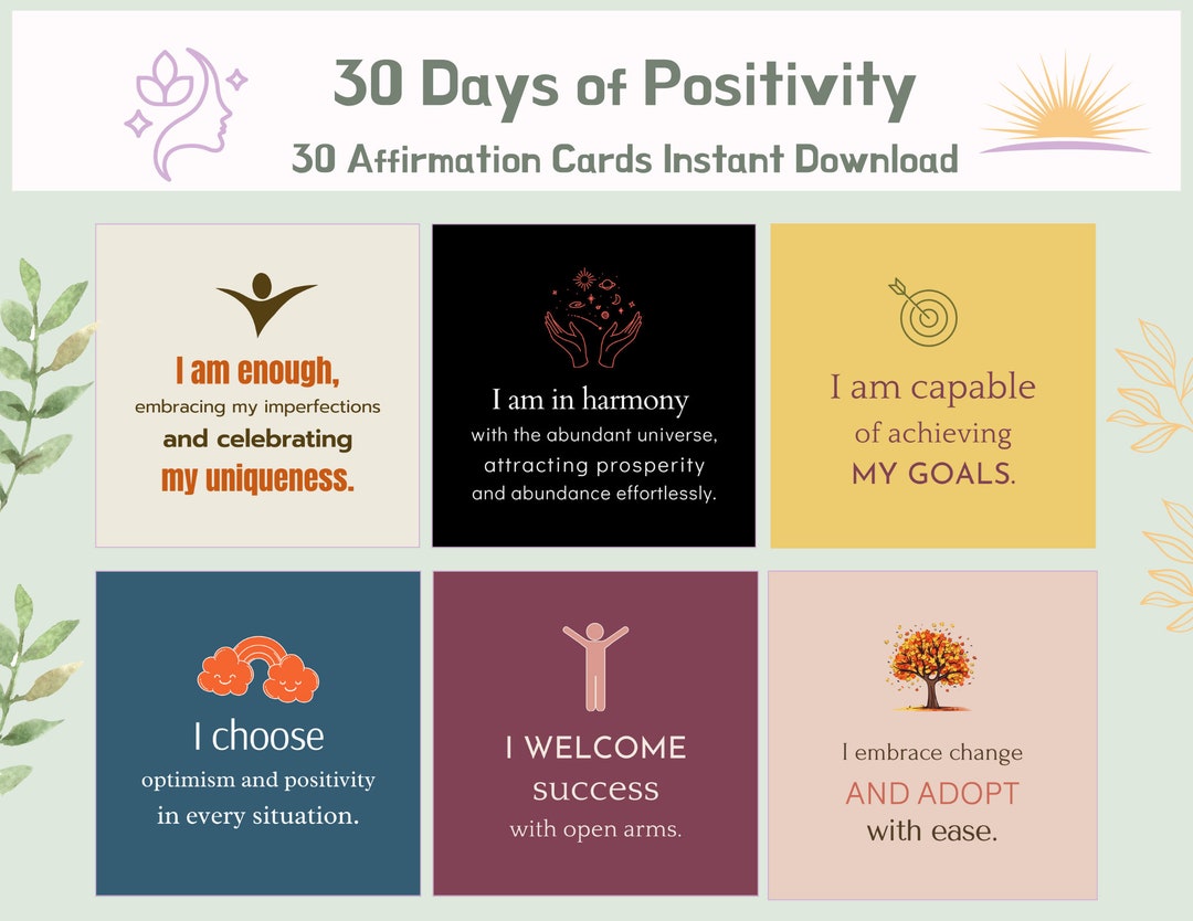 30 Days of Positivity Affirmations for Morning and Night | Instant ...