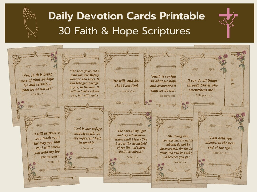 Tarjetas de devoción diaria imprimibles 30 Escrituras de fe y esperanza ...