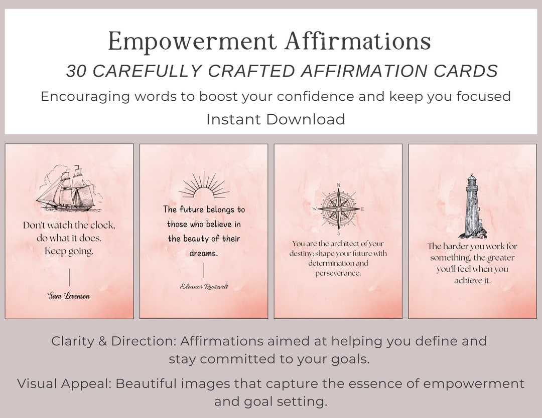 Empowerment Affirmations | 30 Goal Setting Affirmation Cards | Instant ...