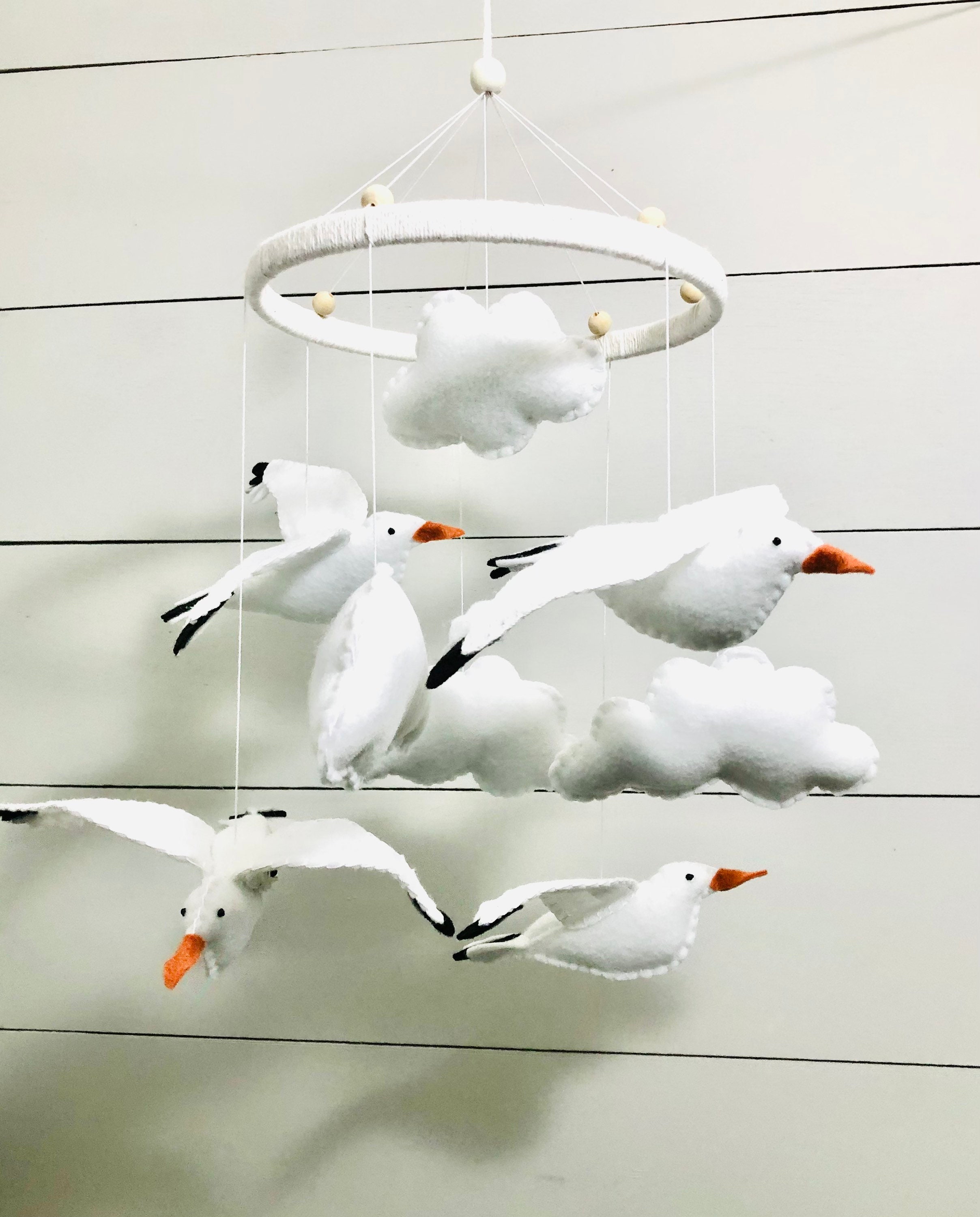 Seagull Nursery Mobile, Ocean Theme Seagull Decor, Nursery Baby Mobile ...